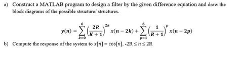 Solved A Construct A MATLAB Program To Design A Filter By Chegg