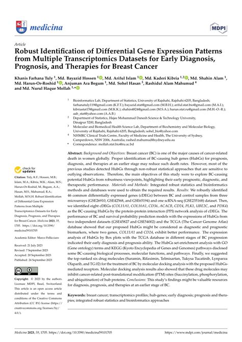 Pdf Robust Identification Of Differential Gene Expression Patterns