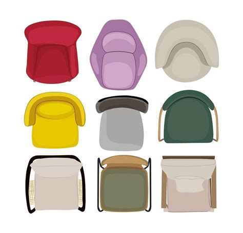 Armchairs Chairs Interior Design Set Top View 54977465 Vector Art