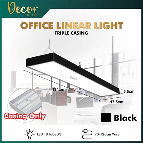 Office T8 Linear Light 2ft 4ft Casing Kalimantang Tube Fitting Ceiling Wall Lighting Black White