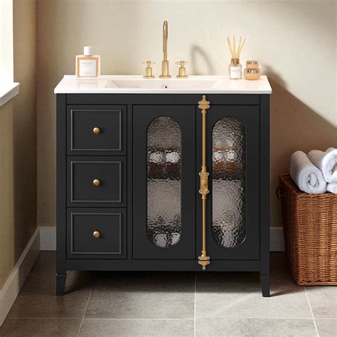 36 Inch Bathroom Vanity With Sink Modern Freestanding Cabinet With 2