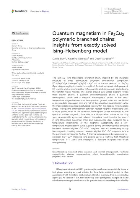 Pdf Quantum Magnetism In Fe2cu2 Polymeric Branched Chains Insights