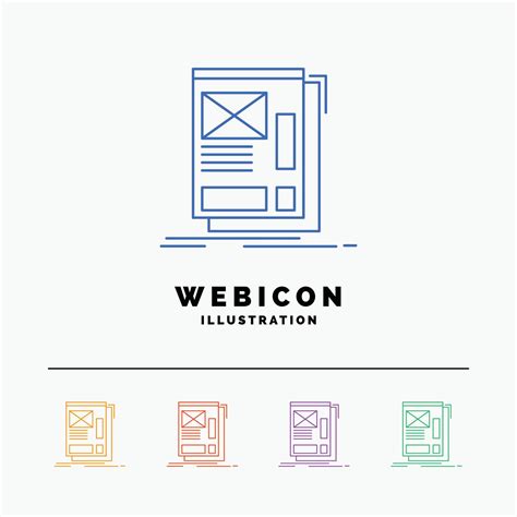 Wire Framing Web Layout Development 5 Color Line Web Icon Template
