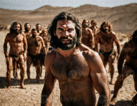 Photo Of Group Of Strong Caveman Gang Generative AI 28112360 Stock