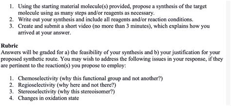 Solved 1 Using The Starting Material Molecules Provided