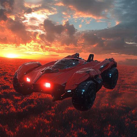 23282 Superior Execution Sports Vehicle Dazzling Red Floating Around An