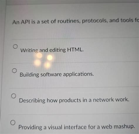 Solved An Api Is A Set Of Routines Protocols And Tools