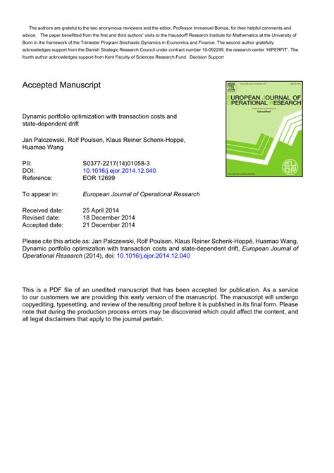 pdf optimal portfolio choice under partial information and