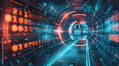 cybersecurity front view depicting firewall and encryption technologies