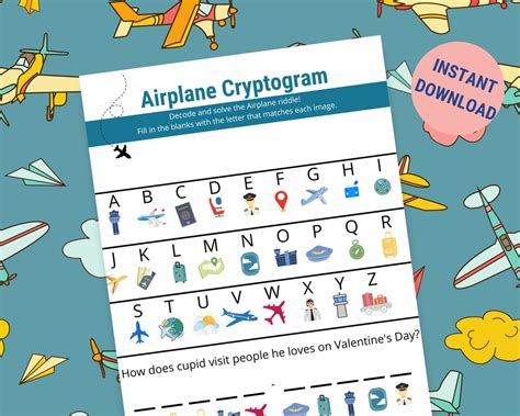 Cryptogram Puzzle Printable Airplane Activities Plane Activities For