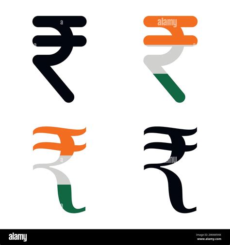 Indian Rupee Currency Symbol Set Inr Money Icon Isolated On White Background Vector Stock
