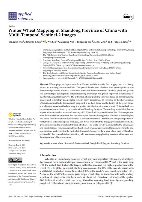 (PDF) Winter Wheat Mapping in Shandong Province of China with Multi-Temporal Sentinel-2 Images