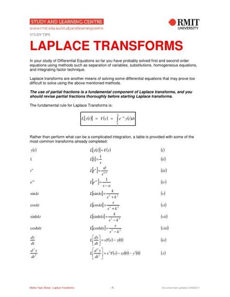 Laplace Transforms Pdf