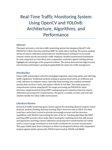 Traffic Monitoring System Yolov8 Opencv Pdf Applied Mathematics