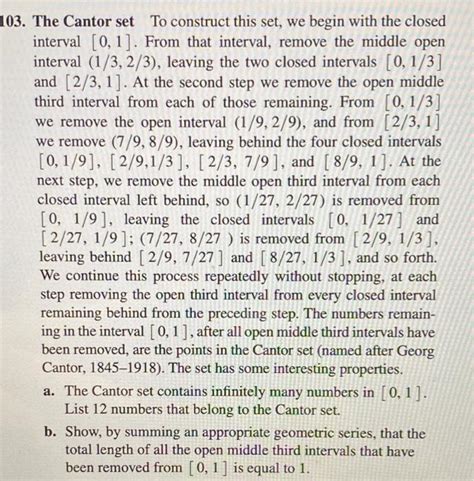 solved 103 the cantor set to construct this set we begin