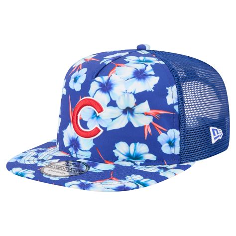 Mens New Era Royal Chicago Cubs Adventure Pattern Golfer Trucker