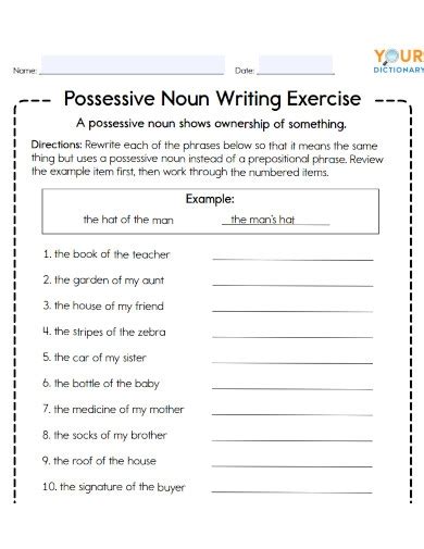 Possessive Noun 10 Examples Format How To Use PDF