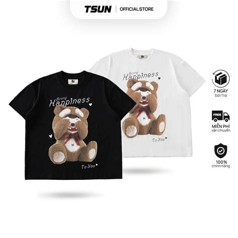 Shy Teddy Tee แบรนด์ Tsun ของแท้ ตุ๊กตาหมีขี้อาย Unisex Shopee