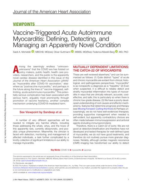 Pdf Vaccine‐triggered Acute Autoimmune Myocarditis Defining