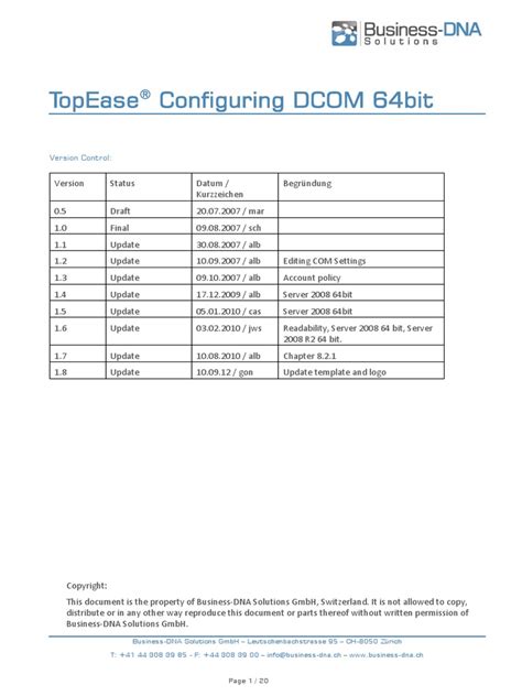 Configuring Dcom For Topease X64 Pdf Component Object Model
