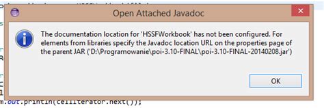 Java Apache Poi Open Javadoc Gives Error Configure Url Stack Overflow