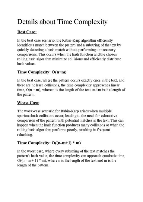 Rabin Karp Time Complexity Details About Time Complexity Best Case