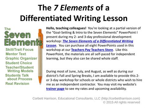 Pdf The 7 Elements Of A Differentiated Writing Lessoncorbettharrison
