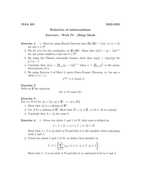 sheet 4 pdf ring mathematics algebraic structures