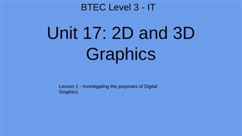 Btec Level 3 In It Unit 17 2d And 3d Graphics Learning Aim A Teaching Resources