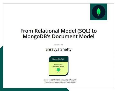 Excited To Earn The From Relational Model Sql To Mongodbs Document Shravya Shetty