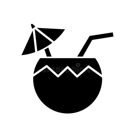Fresh Coconut Cocktail Drink Icon Vector Design Template Stock Vector