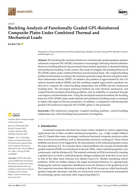 Pdf Buckling Analysis Of Functionally Graded Gpl Reinforced Composite