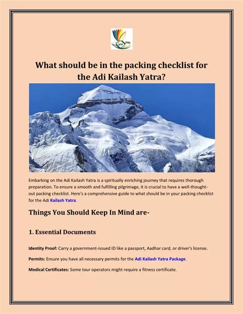 Ppt What Should Be In The Packing Checklist For The Adi Kailash Yatra