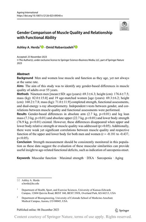 Gender Comparison Of Muscle Quality And Relationship With Functional Ability