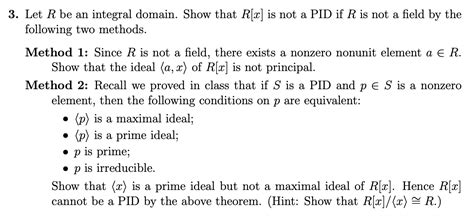 Solved 3 Let R Be An Integral Domain Show That R[x] Is Not
