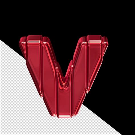 Premium Psd Red Symbol With Belts Letter V