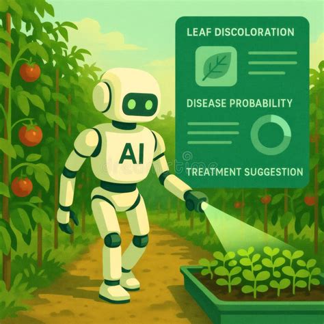 Ai Robot Detecting Crop Diseases In Real Time Stock Illustration Illustration Of Green Rural