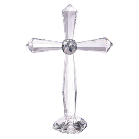 Acrylic Standing Cross With Crystal Center St Patricks Guild