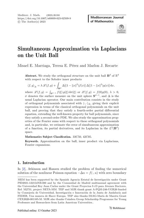 Pdf Simultaneous Approximation Via Laplacians On The Unit Ball