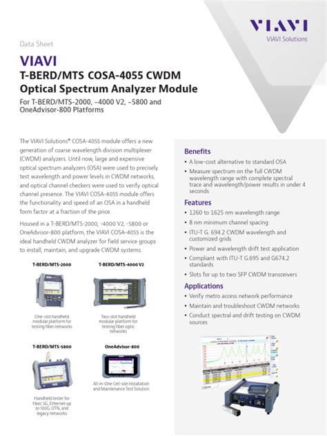 Cosa 4055 Cwdm Optical Spectrum Analyzer Module T Berd Mts 2000 4000