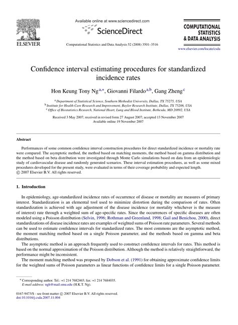 Pdf Confidence Interval Estimating Procedures For Standardized Incidence Rates