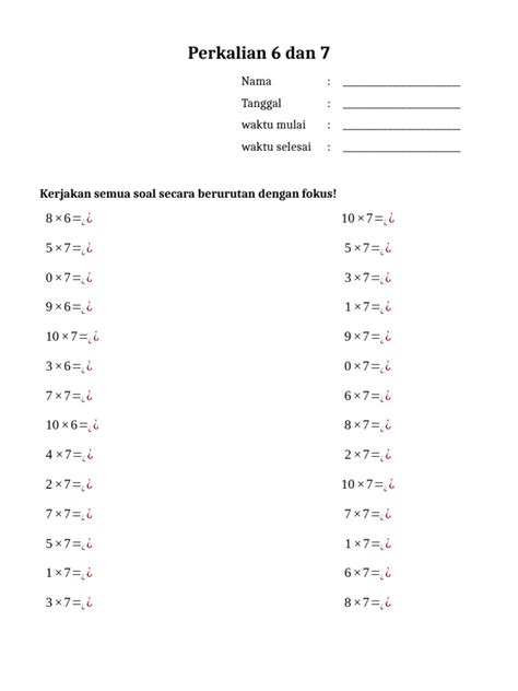 Perkalian 6 Dan 7 Pdf
