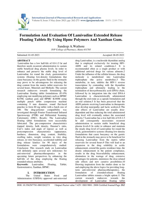 Pdf Formulation And Evaluation Of Lamivudine Extended Release