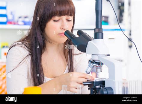 The Lessons Of Biology A Babegirl In Lab Stock Photo Alamy