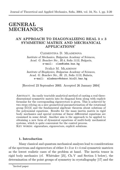 pdf an approach to diagonalizing real 3x3 symmetric matrix and