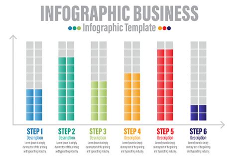 6 스텝 바 비즈니스 인포 그래픽 막대 차트 인포그래픽 템플릿입니다 추상적인 디지털 비즈니스 인포그래픽 워크 플로우 프로세스 비즈니스 피라미드 배너 다이어그램 번호 옵션
