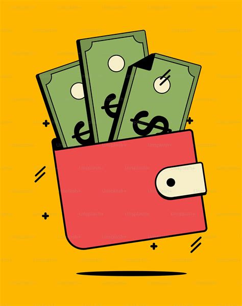 노란색 배경 위에 돈이 가득 든 빨간 가방이 놓여 있습니다 벡터 Unsplash의 돈 이미지