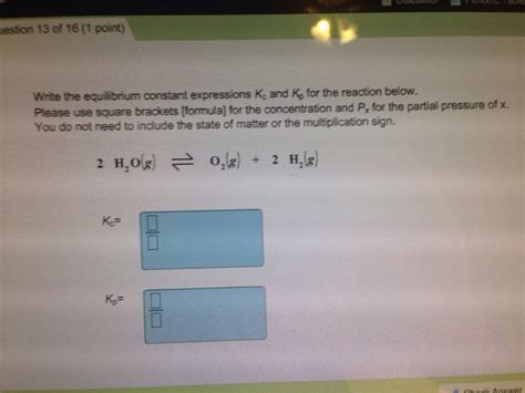 The Value Of Kc For The Reaction Is At K Chegg