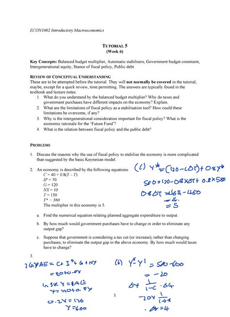 ECON Tutorial With Solutions ECON Introductory Macroeconomics T UTORIAL Week