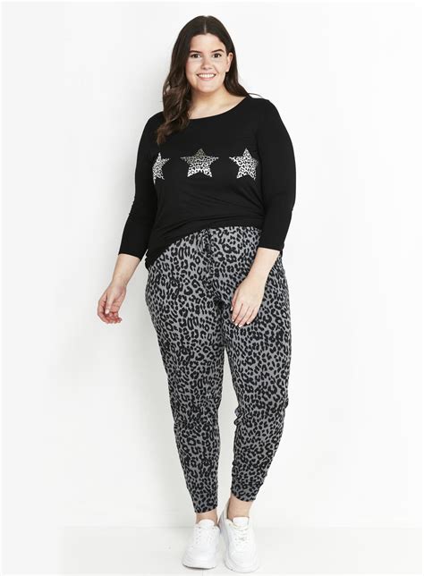 Star Print Black T Shirt Evans